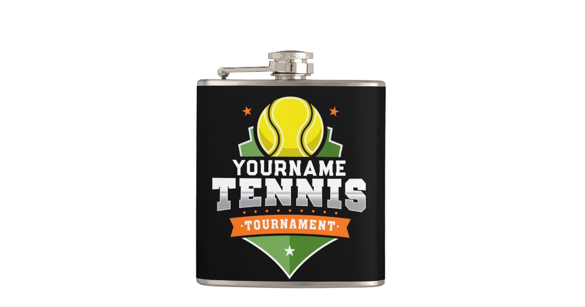 Personalised Tennis Player NAME Varsity Tournament Hip Flask | Zazzle