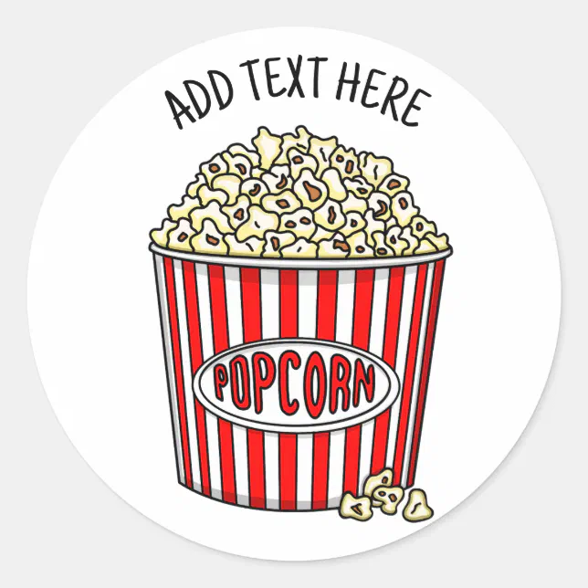 Personalised these Retro Popcorn Classic Round Sticker | Zazzle
