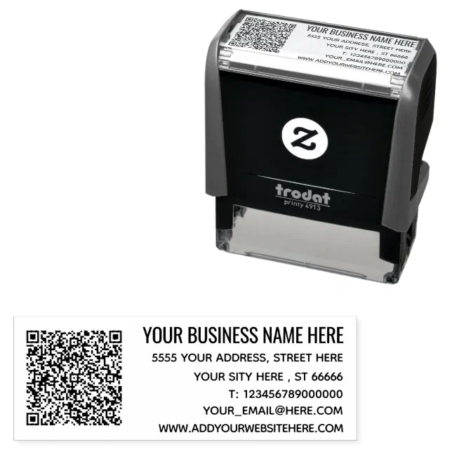 Personalised Your Address Stamp with QR Code | Zazzle