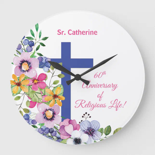 Personalize, 60th Anniversary Nun Religious Life Large Clock | Zazzle