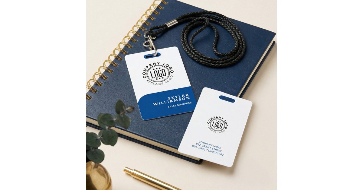 Personalized Business Logo Employee Name Staff Tag ID Badge | Zazzle