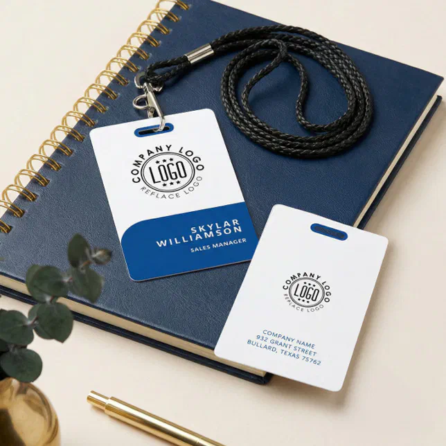 Personalized Business Logo Employee Name Staff Tag ID Badge | Zazzle