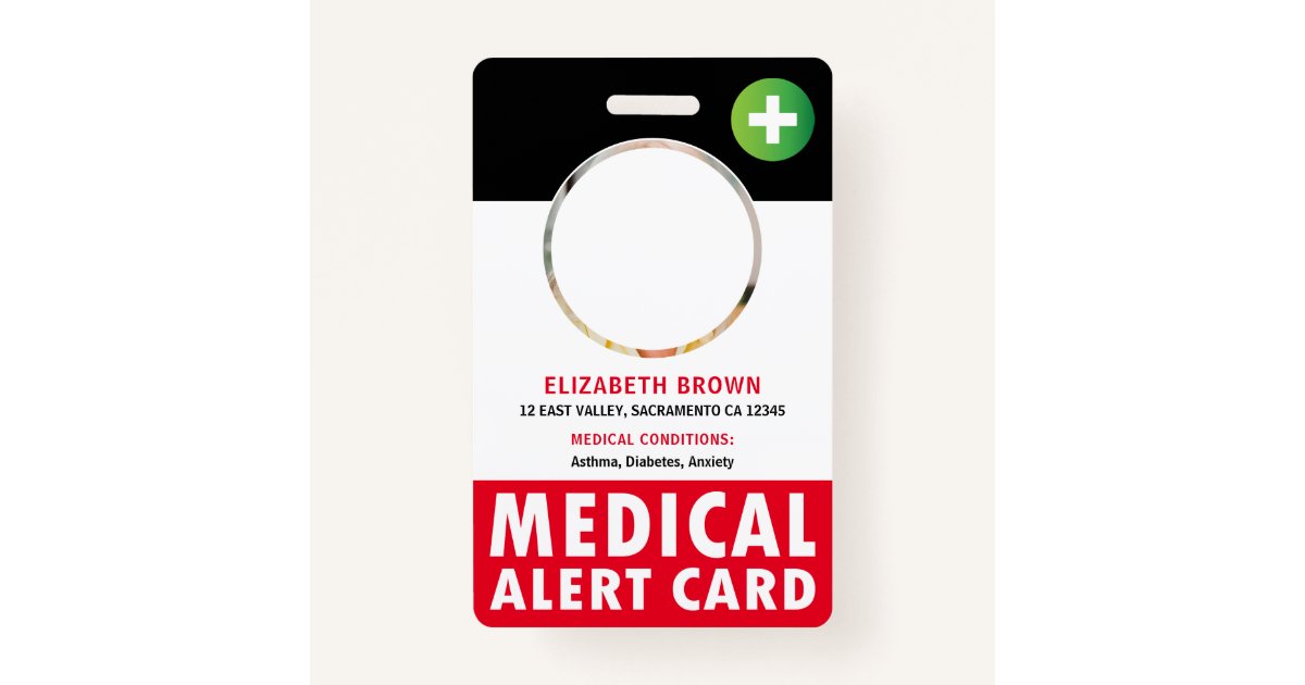 Personalized Medical Alert Card ID Badge | Zazzle