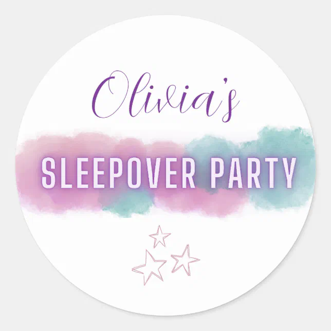 Personzalised Sleepover Party Classic Round Sticker | Zazzle