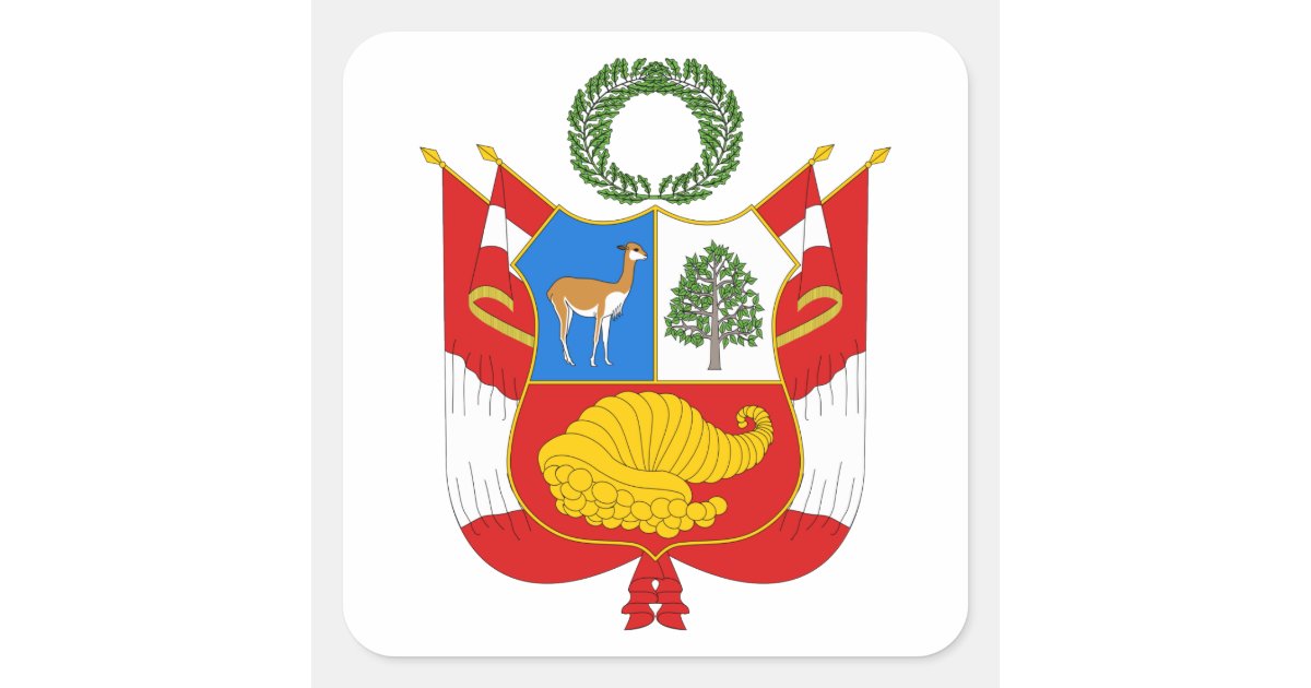 Peru Coat of Arms Square Sticker | Zazzle