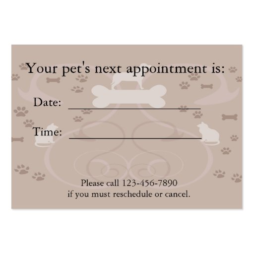 Pet Appointment Card Large Business Cards (Pack Of 100) | Zazzle