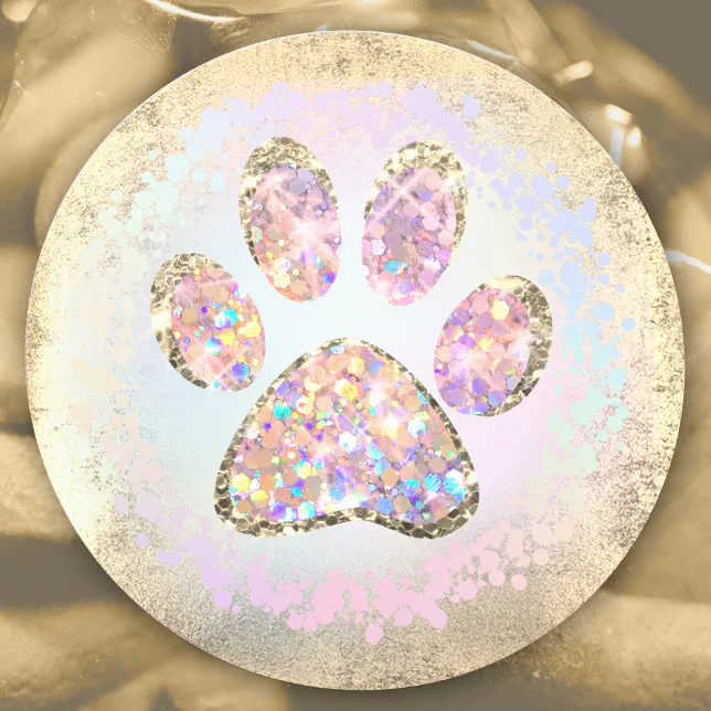 pet paw print design classic round sticker | Zazzle