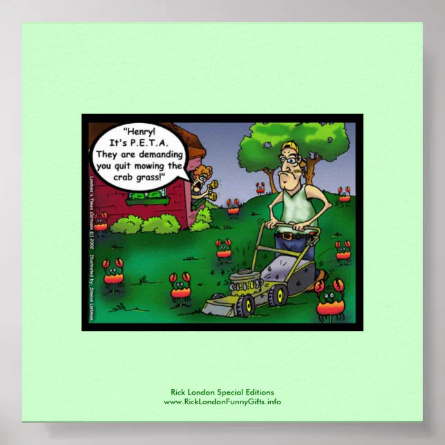 PETA & The Crabgrass Cartoon Funny Poster | Zazzle