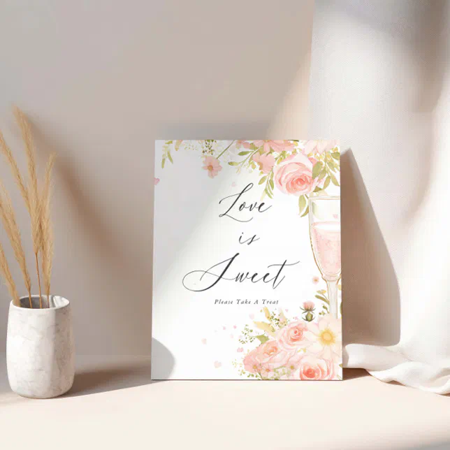 Petals And Prosecco Bridal Shower Love Is Sweet Poster | Zazzle