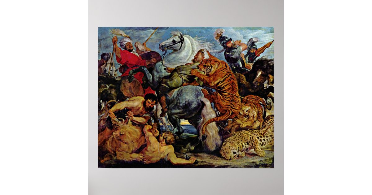 Peter Paul Rubens - Tiger and lion hunting Poster | Zazzle