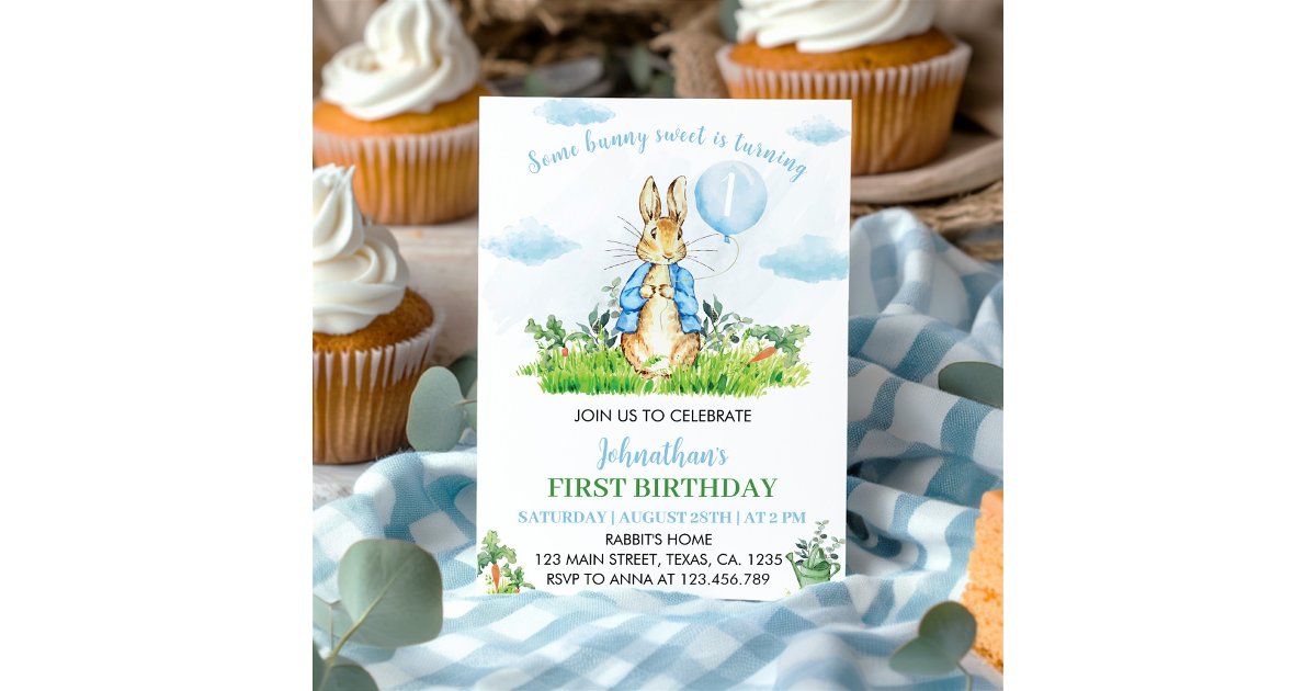 Peter Rabbit First Birthday Invitation | Zazzle