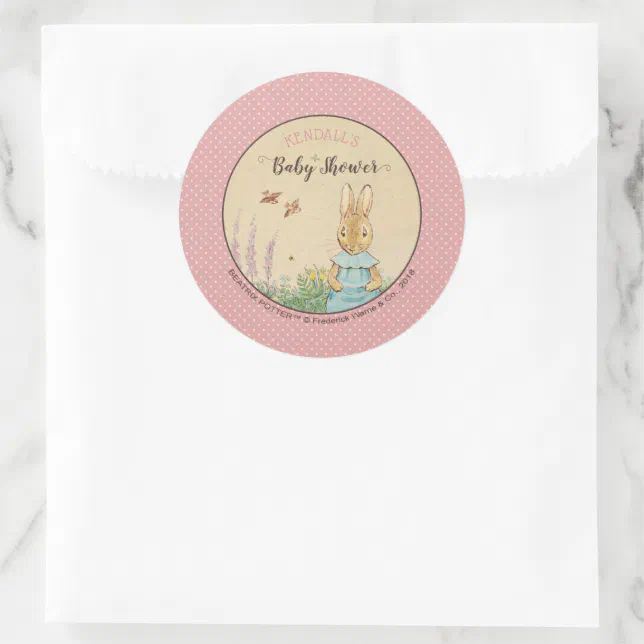 Peter Rabbit | Girl Baby Shower Classic Round Sticker | Zazzle