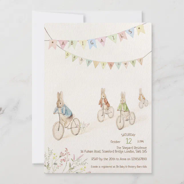 Peter the Rabbit Bunny Gender Neutral Baby Shower Invitation | Zazzle
