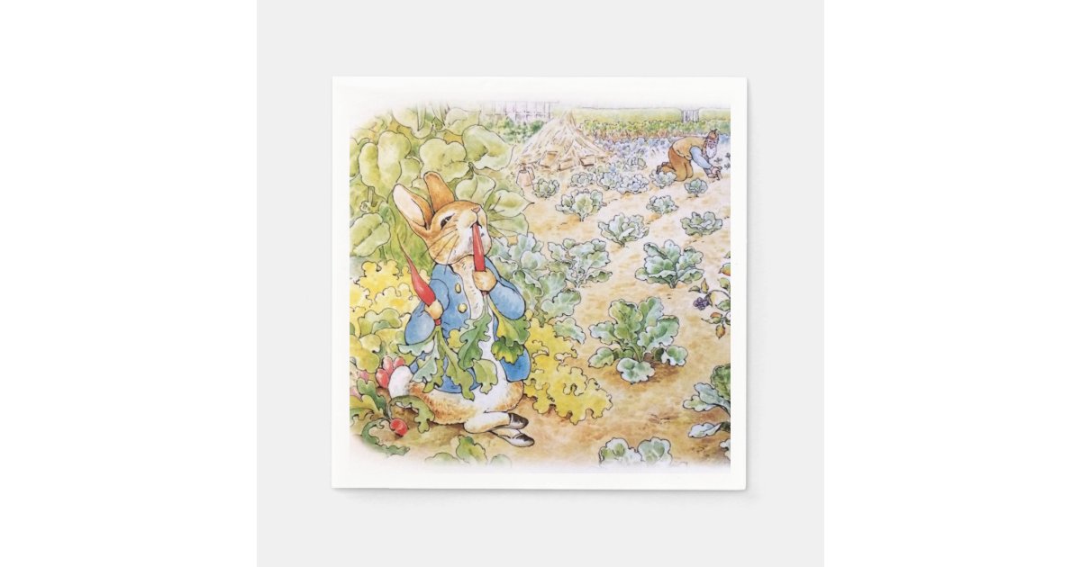 Peter the Rabbit Eating Carrots Napkin | Zazzle