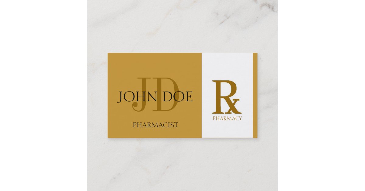 Pharmacist/Prescription Pharmacy Yellow Gold Business Card | Zazzle