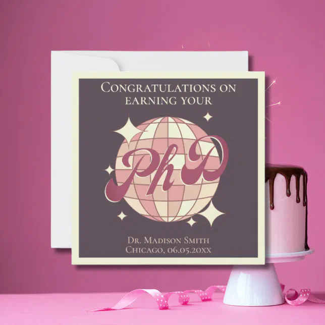 PhD graduation thesis defence congratulation card | Zazzle