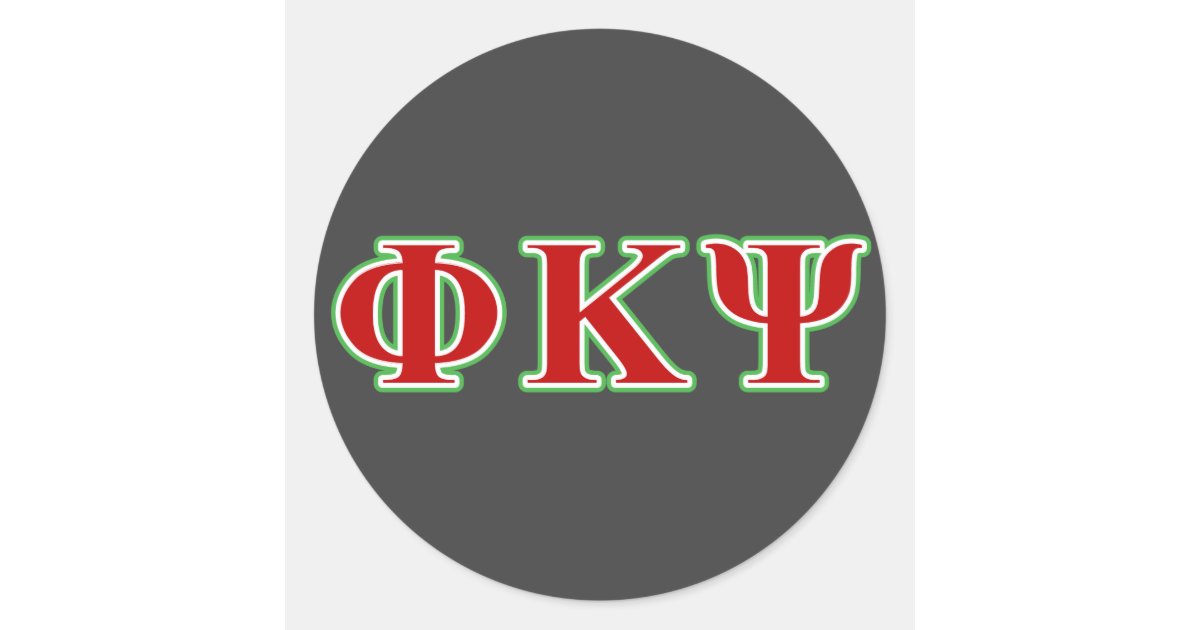 Phi Kappa Psi Red and Green Letters Classic Round Sticker | Zazzle