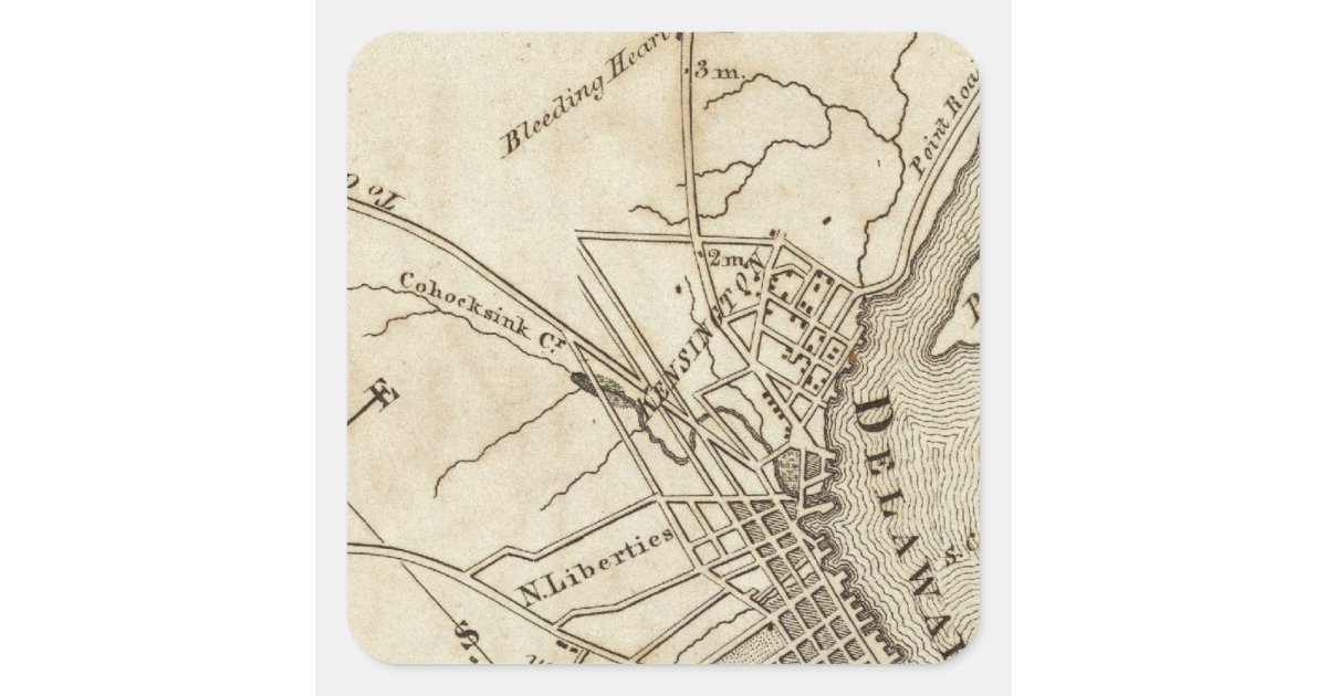 Philadelphia Road Map Square Sticker | Zazzle