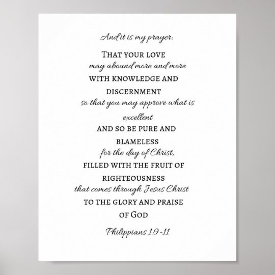 Philippians 1:9-11 Scripture Poster | Zazzle.co.uk