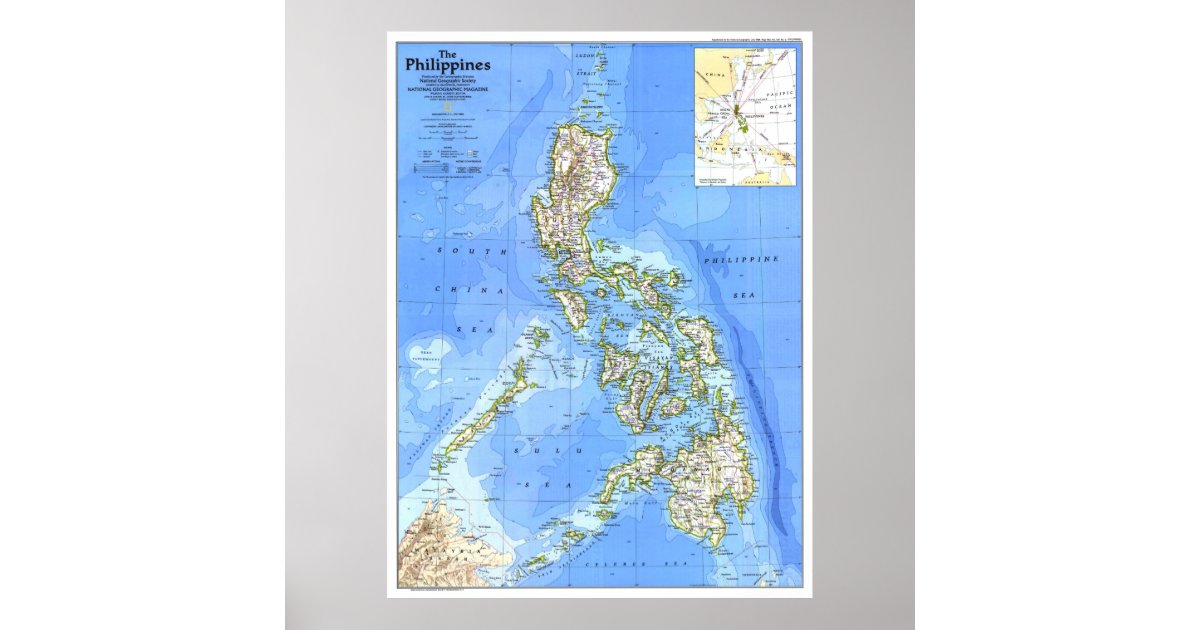" Philippines: 1986 Detailed MAP ... Poster | Zazzle