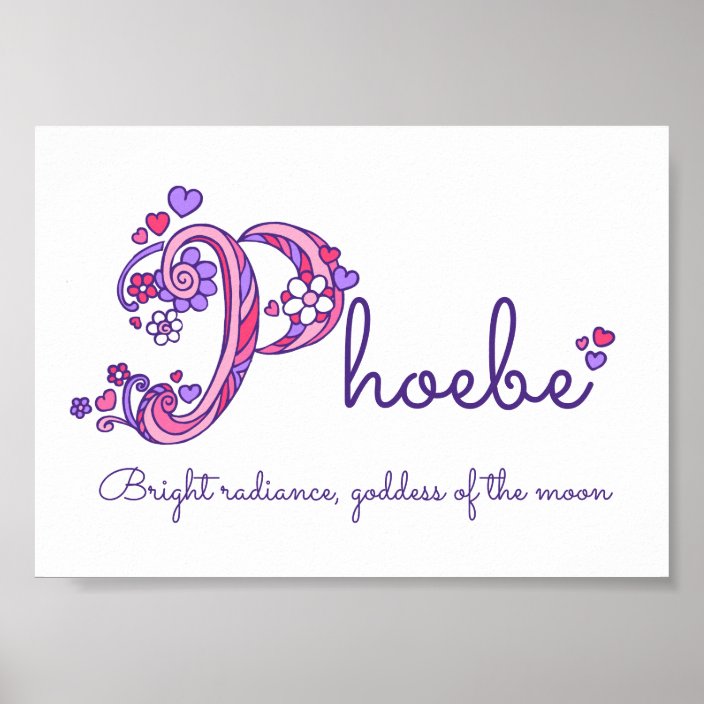 Phoebe initial P doodle heart art name meaning Poster | Zazzle.co.uk