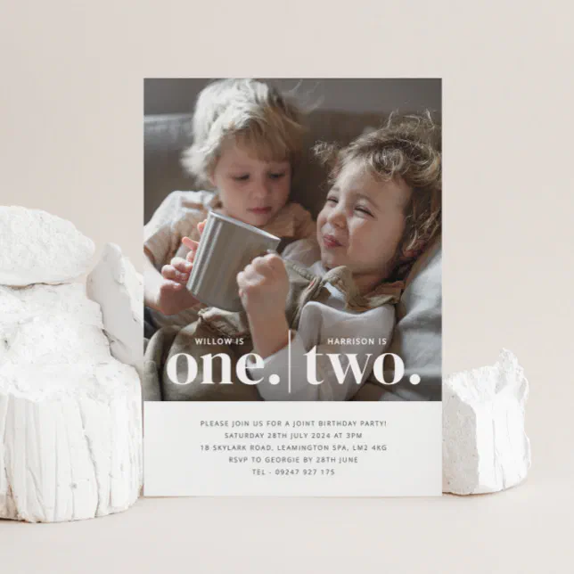 Photo 1st and 2nd Joint Birthday Invitation | Zazzle