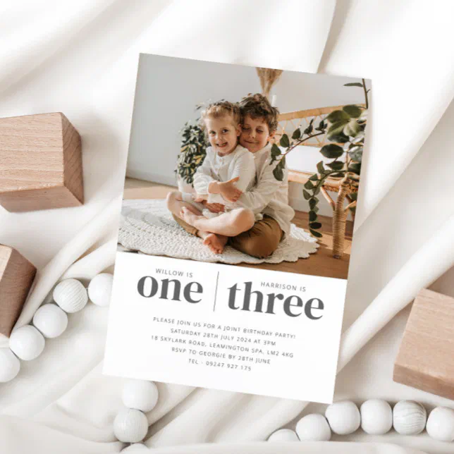 Photo 1st and 3rd Joint Birthday Invitation | Zazzle