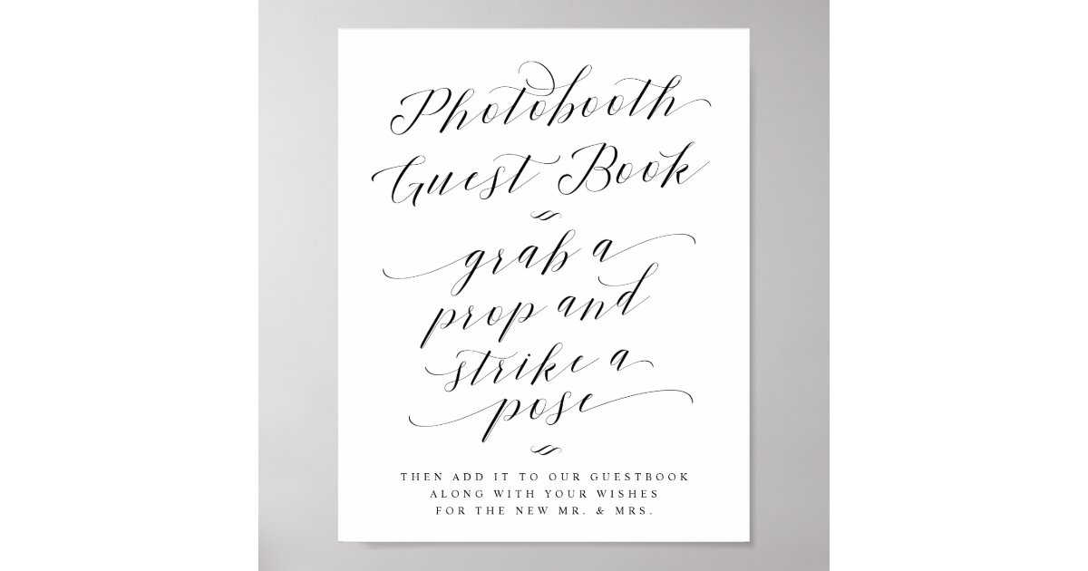 Photo Booth Guest Book Calligraphy Wedding Sign | Zazzle