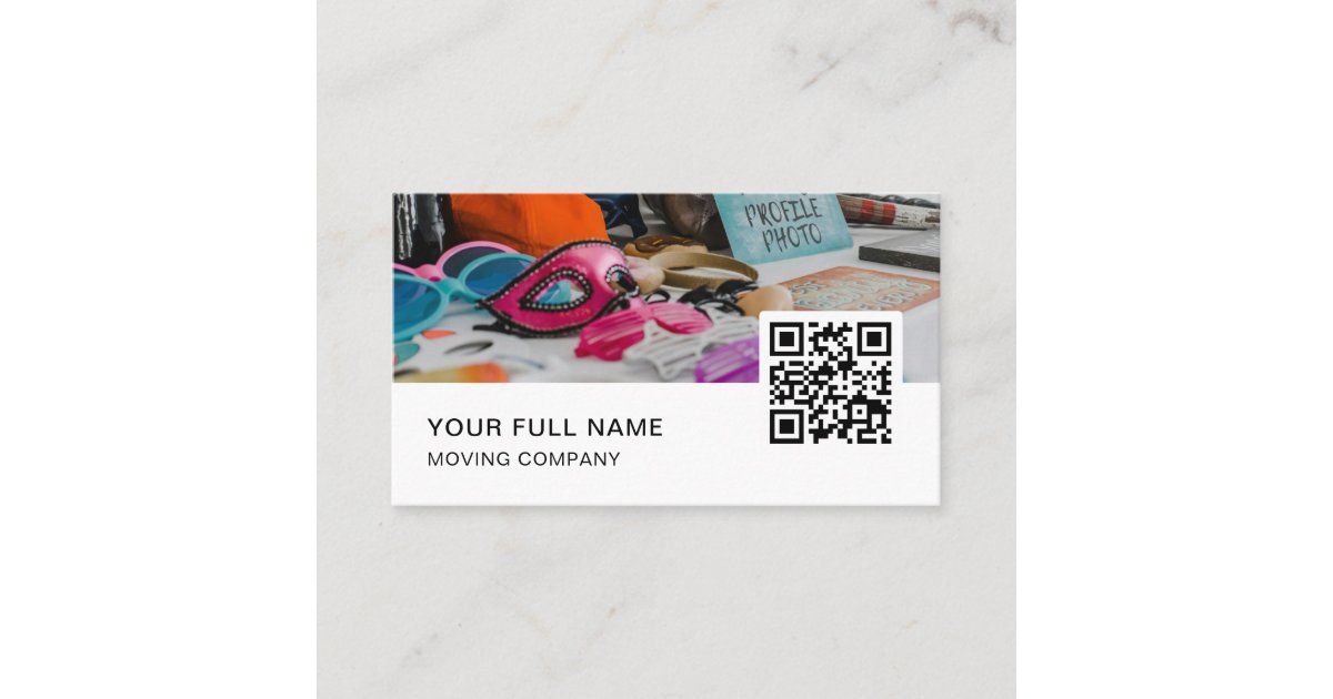 Photo Booth QR Code Logo Social Media Business Card | Zazzle