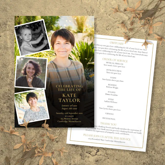 Photo Collage Funeral Order Of Service Program Invitation | Zazzle