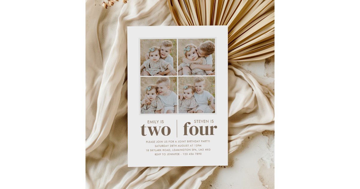 Photo Collage Joint Birthday Invitation | Zazzle