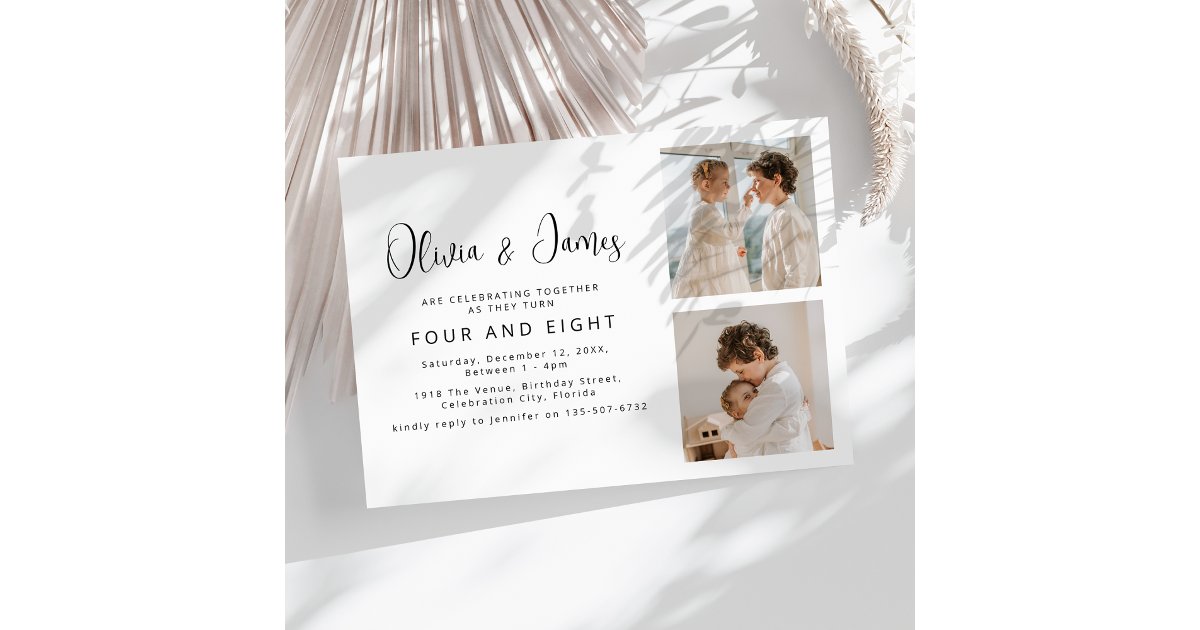 Photo Collage Joint Birthday Party Invitation | Zazzle