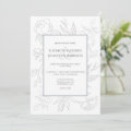 Photo Elegant Dusty Blue Line Drawing Floral Invitation | Zazzle