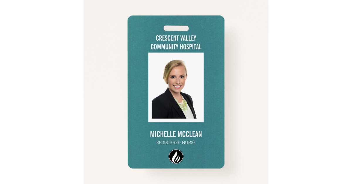 Photo Employee Custom Health Professional ID Badge | Zazzle