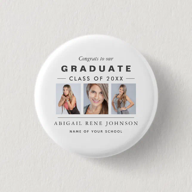 Photo Graduation Collage Graduate Custom 3 Cm Round Badge | Zazzle
