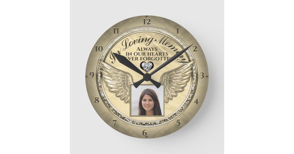 Photo Memorial in Loving Memory Round Clock | Zazzle