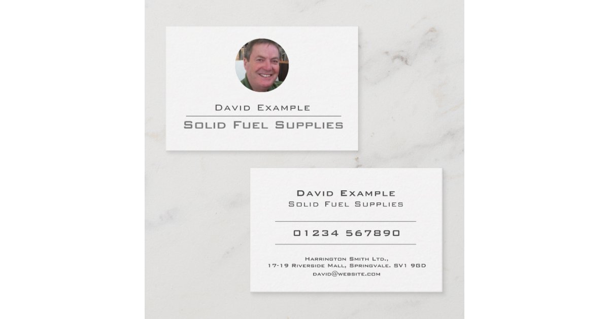 Photo of Holder on a Solid Fuel Supplier Business Card | Zazzle