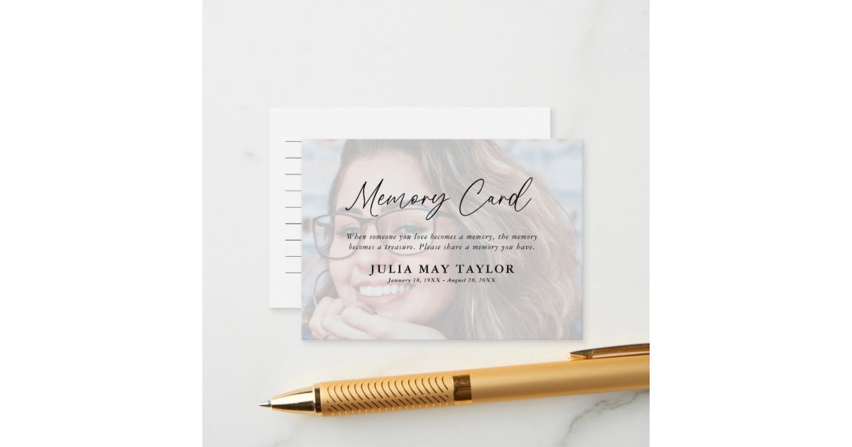 Photo Overlay Memorial Funeral Memory Enclosure Card | Zazzle