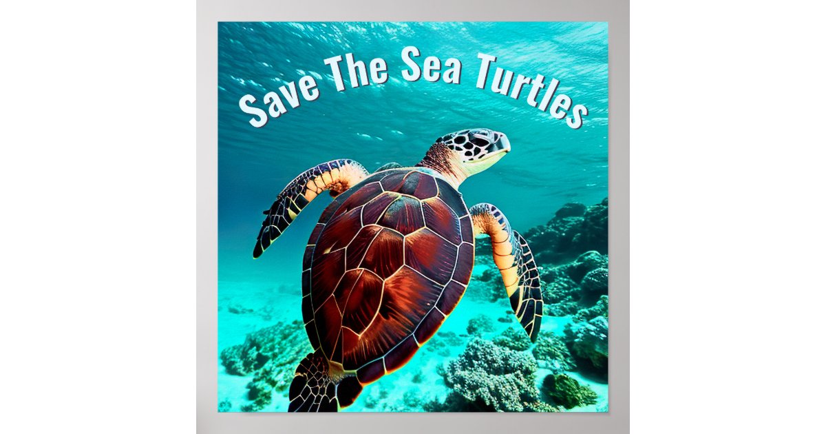 Photo Realistic Sea Turtle | Save The Sea Turtles Poster | Zazzle