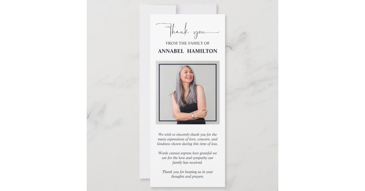 Photo Sympathy Memorial Thank You Invitation | Zazzle