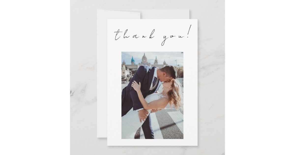 Photo Thank you Wedding Card-Twin Flames-White- Invitation | Zazzle