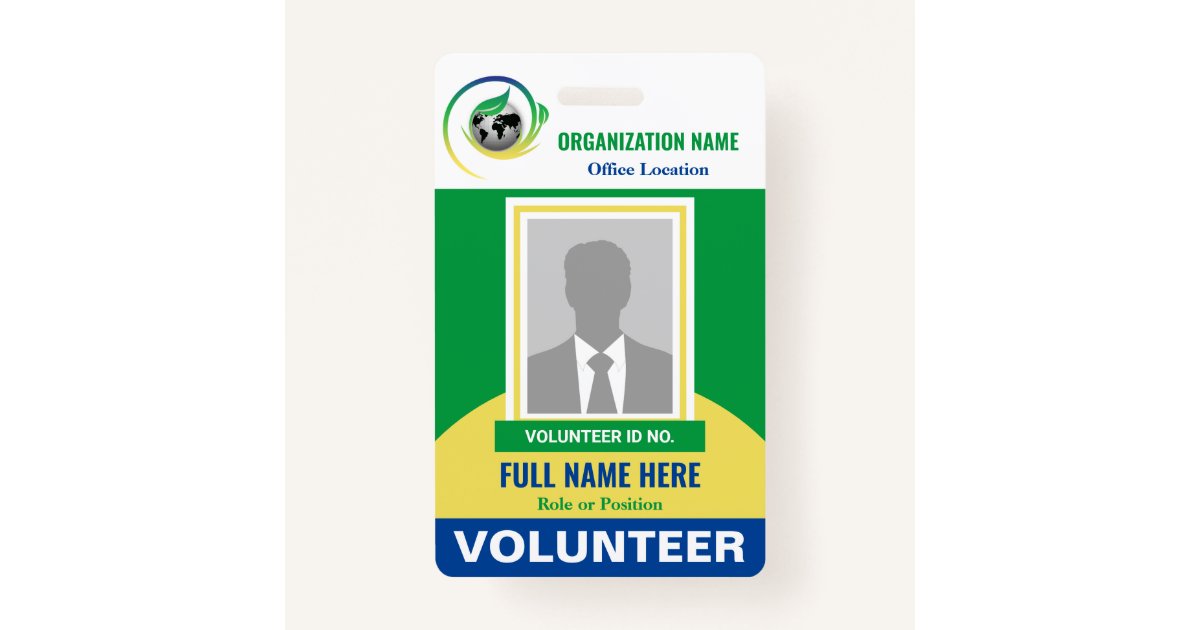 Photo Volunteer Non-Profit NGO Any Colour Template ID Badge | Zazzle