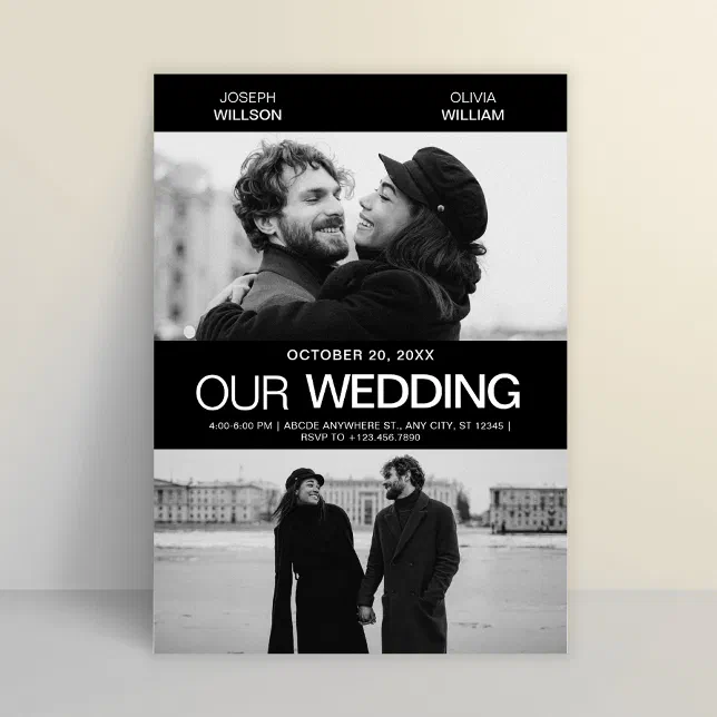 Photogenic film poster wedding modern minimalist invitation | Zazzle