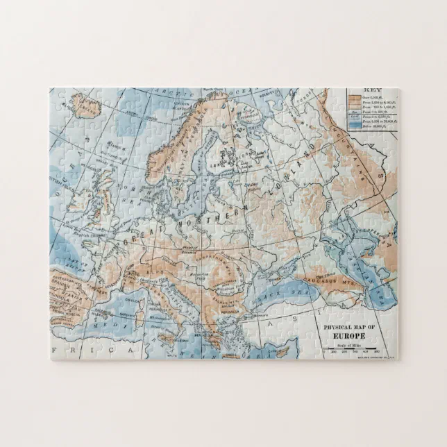 Physical Map of Europe (1916) Jigsaw Puzzle | Zazzle