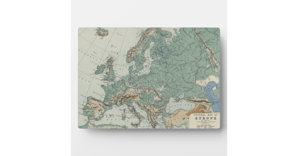 Physical Map of Europe Plaque | Zazzle