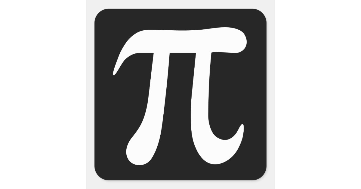 Pi symbol stickers, black and white square sticker | Zazzle