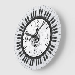 Piano Keys Musical Notes Wall Clock | Zazzle