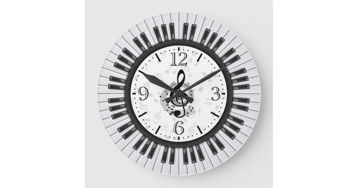 Piano Keys Musical Notes Wall Clock | Zazzle