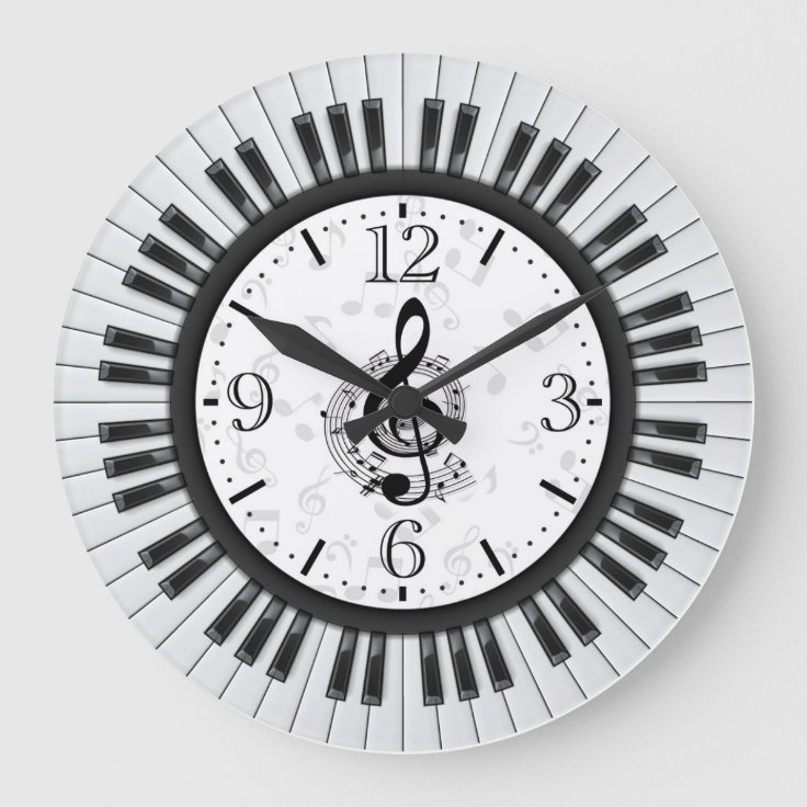 Piano Keys Musical Notes Wall Clock | Zazzle