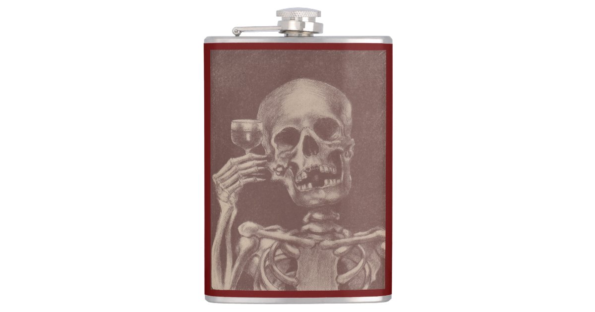 Pick your Poison Funny Skeleton Toasting Party Fun Hip Flask | Zazzle
